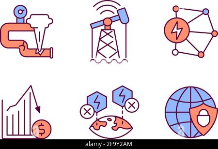 Energy industry RGB color icons set. Electricity manufacturing ...