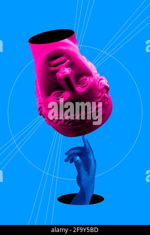Contemporary art collage with ancient marble statue. Surrealism ...