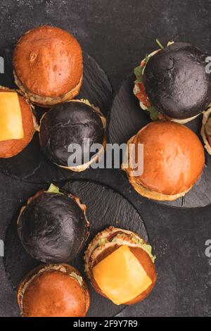Top view of collection of burgers Stock Photo - Alamy