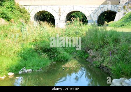 The River Rubicon and the Ancient Roman bridge, where Julius Caesar ...