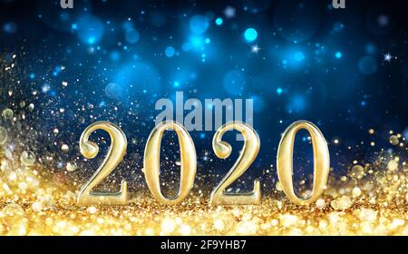 Happy New Year 2020. Number 2020 written sparkling sparklers isolated ...