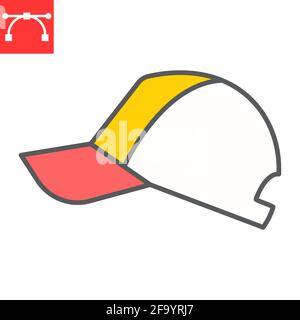 Baseball cap glyph color icon. Silhouette symbol on black background ...