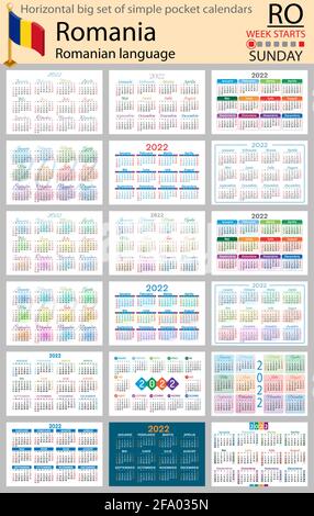 Romanian horizontal Big set of pocket calendars for 2022 (two thousand ...
