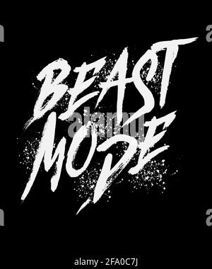 Beast mode word hand lettering. brush style letters on isolated ...