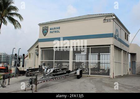 Miami-Dade Police Marine Patrol boat docked at the Black Point Park ...