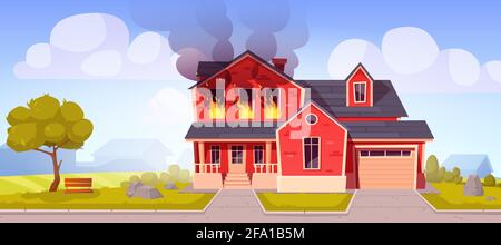 cartoon burning house Stock Vector Image & Art - Alamy