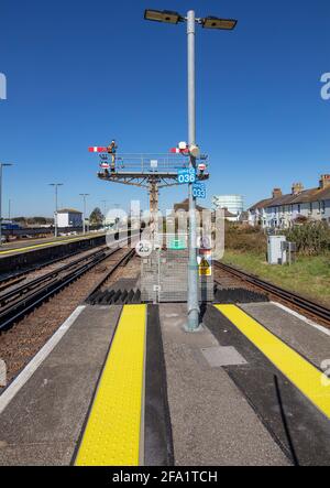 Littlehampton Railway Station, West Sussex, UK on sunny spring ...