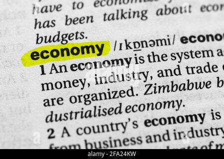 Highlighted word economy concept and meaning Stock Photo - Alamy