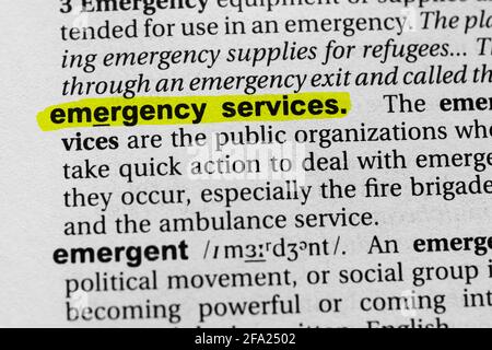 Highlighted word emergency concept and meaning Stock Photo - Alamy