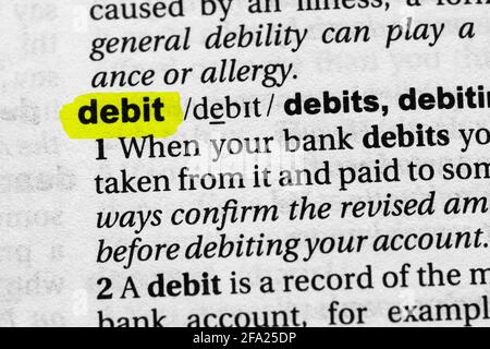 Highlighted word debt concept and meaning Stock Photo - Alamy