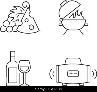 Eating dining linear icons set. Feast, Cuisine, Gourmet, Buffet, Bistro ...