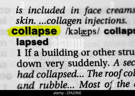 Highlighted word collapse concept and meaning Stock Photo - Alamy