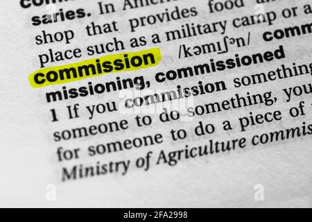 Highlighted word commission concept and meaning Stock Photo - Alamy