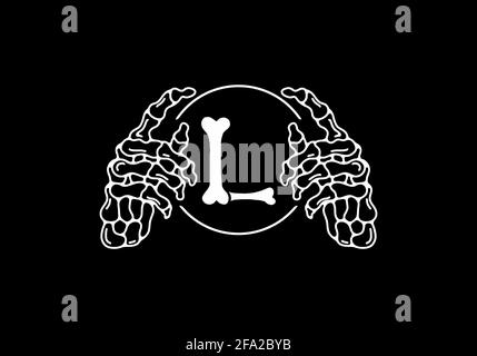 White black color of skeleton N initial letter with hand design Stock ...