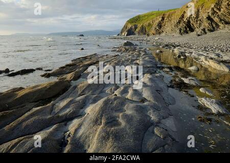 West Wales coastline at Aberwennol Bay, Borth, Ceredigion Stock Photo ...