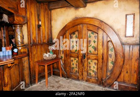 Interior view of the bar The Green Dragon Inn, Hobbiton in the Shire ...