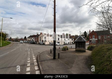 Swannington, Leicestershire, England. Village Centre sign with wood ...