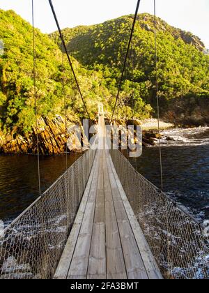 People on the suspension bridge at Storms River Mouth,Tsitsikamma ...