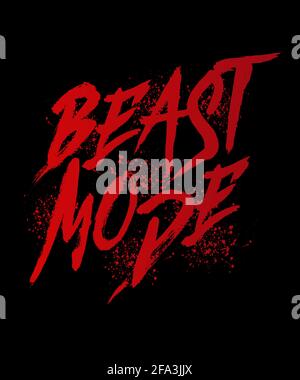 Beast mode word hand lettering. brush style letters on isolated ...
