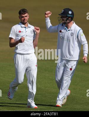 Derbyshire's Sam Conners celebrates after trapping Durham's Sean ...