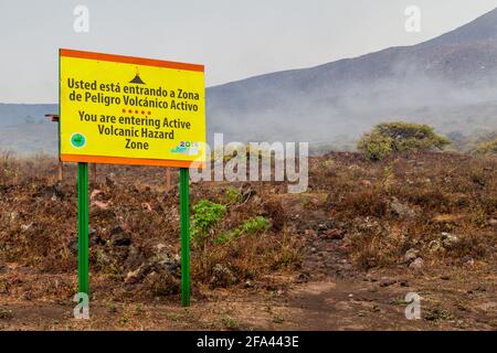 Information board near Telica volcano, Nicaragua Stock Photo - Alamy