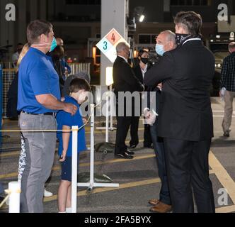 NASA astronauts Megan McArthur Behnken and Mike Massimino celebrate the ...