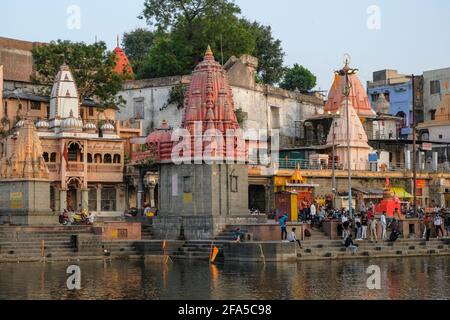 Ujjain, India - March 2021: View of the ghats of the Shipra river in ...