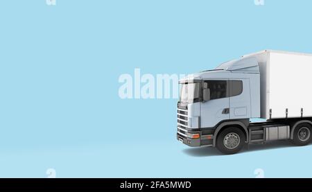 Container truck, side view. 3D rendering isolated on white background ...