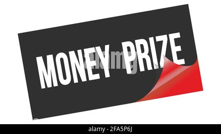 MONEY PRIZE text written on red grungy zig zag borders round stamp ...