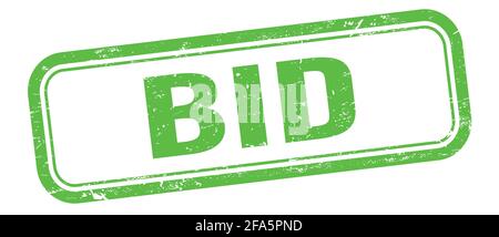 BID text on green grungy vintage rectangle stamp Stock Photo - Alamy