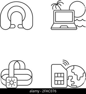Set of digital nomad Icons. Simple art style icons pack. Vector ...