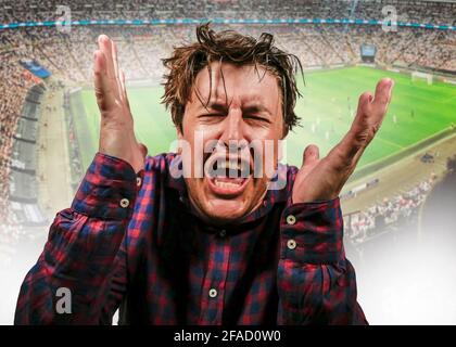 sport emotion conceptual portrait of nervous and dejected soccer ...
