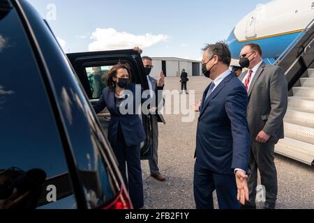 The signature of Vice President Kamala Harris is viewed among other ...