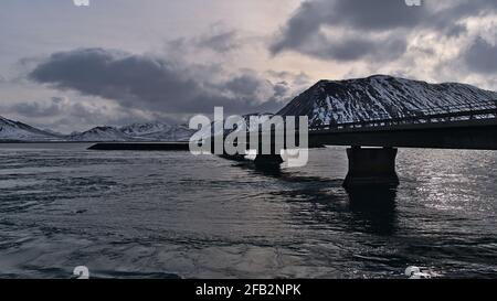 View of road bridge of Snæfellsnesvegur (route 54) crossing ...