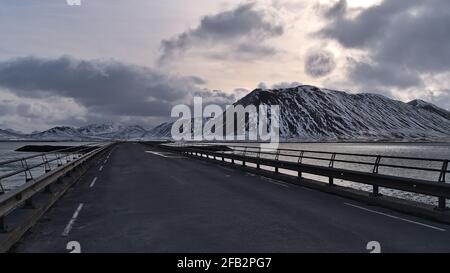 View of road bridge of Snæfellsnesvegur (route 54) crossing ...