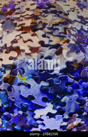 Random jigsaw pieces in a mess before being chosen to make up an image ...