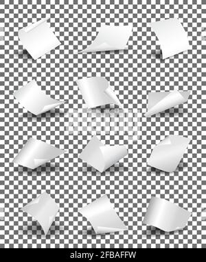 Realistic blank folded paper sheets in A4 size with shadow on checkered ...