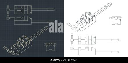 Stylized vector illustration of bench vice drawings Stock Vector Image ...