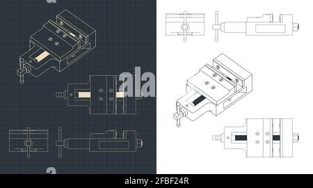 Stylized vector illustration of bench vice drawings Stock Vector Image ...