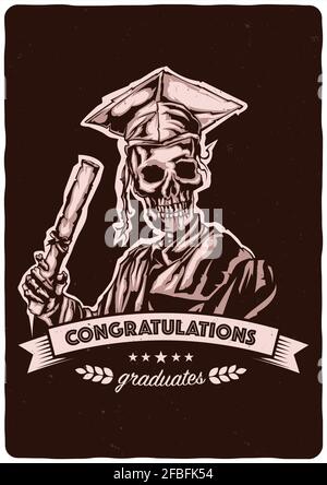 Graduation Cap With Skeleton