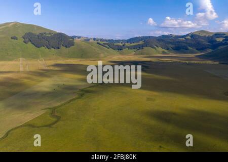 Aerial view of green Piano Grande plateau in summer Stock Photo - Alamy