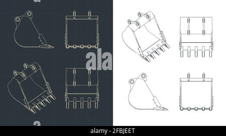 Stylized vector illustration of blueprints of dozer blade Stock Vector ...
