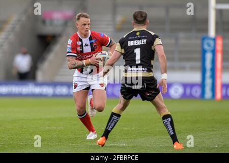 Ryan Brierley (1) of Leigh Centurions looks for a way past Samisoni ...
