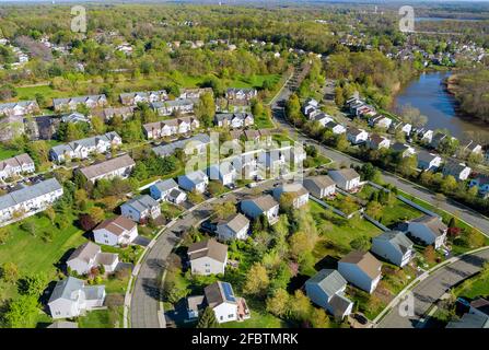 Suburban neighborhood with condominium complex. Suburban area with ...