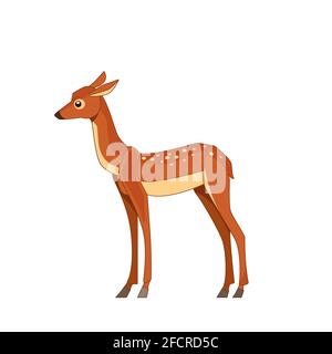 Standing reindeer side view. Beautiful animal in cartoon style Stock ...