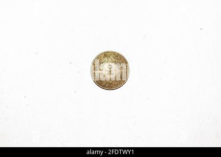 4 Ghirsh / Qirsh Coin of Saudi Arabia showing Arabic writing and ...