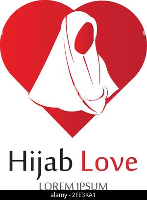 Hijab Love logo vector icon design template-vector Stock Vector Image ...
