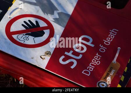 Forestry work warning signs Stock Photo - Alamy