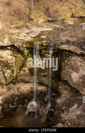 Minnemishinona Falls In The Spring Stock Photo - Alamy
