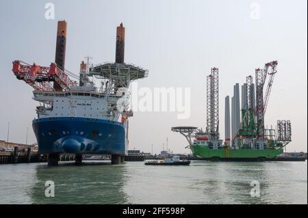 DEME Apollo DP2 installation vessel in the harbor of Ostend, Belgium ...